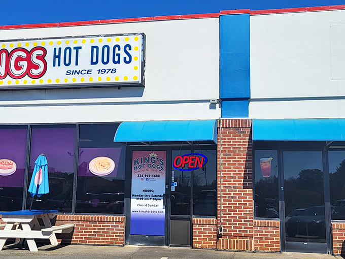 Since 1979, this unassuming storefront in Rural Hall has been serving up hot dog perfection. The blue awnings practically whisper, "Come in, the chili's waiting."