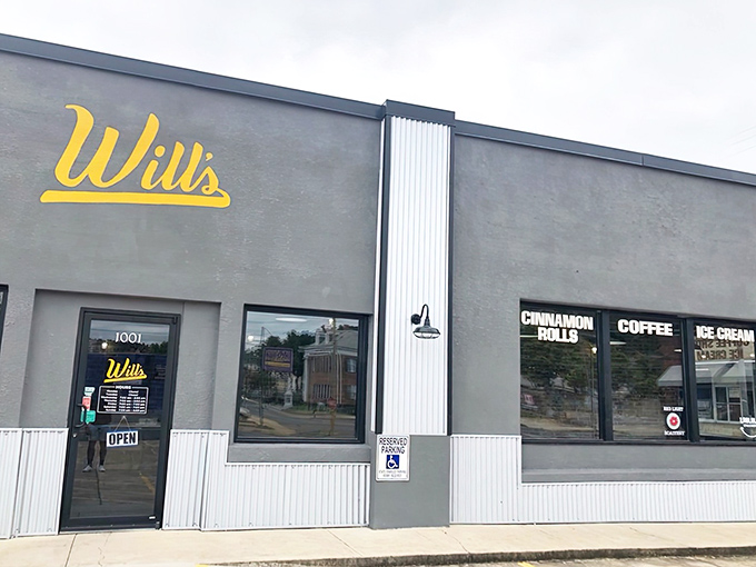 Will's Cinnamon Shop's unassuming gray exterior with bright yellow signage is like Clark Kent &ndash; ordinary on the outside, superhero-level deliciousness within.