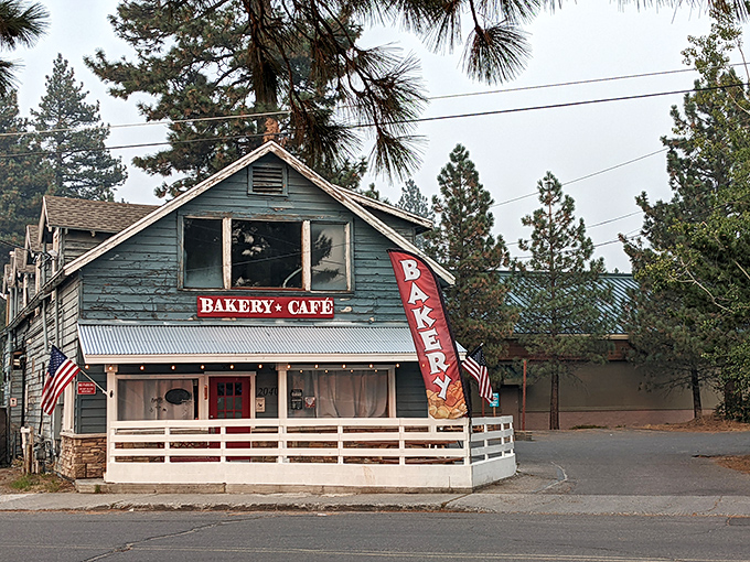 The blue clapboard exterior with turquoise Adirondack chairs isn't just mountain-town charming&mdash;it's a beacon for carb enthusiasts seeking their next sugar high.