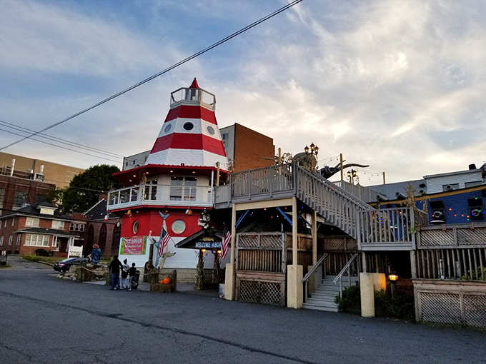 The lighthouse beckons seafood lovers like a maritime mirage in landlocked Scranton. Who needs an ocean when you've got chowder this good?