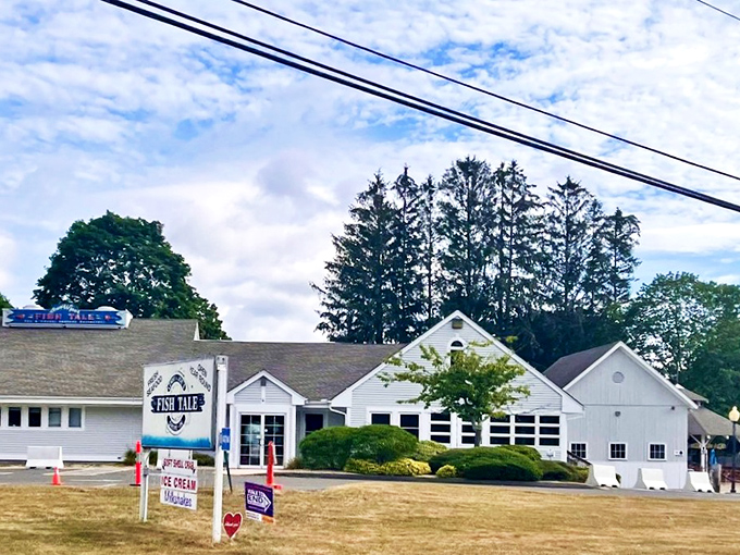 The classic white clapboard exterior of Lenny & Joe's stands like a beacon for seafood lovers&mdash;New England architecture that practically whispers "fresh catch inside."