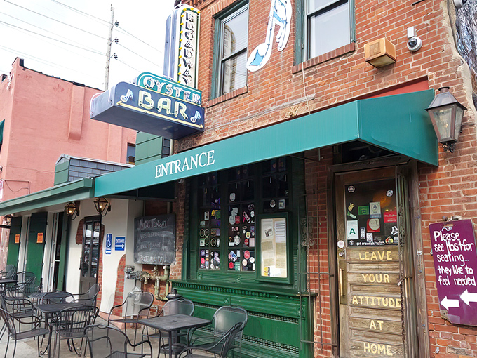 That sign says it all: "Leave your attitude at home." This brick building has been serving up New Orleans vibes in downtown St. Louis since the 1970s.
