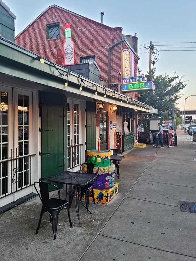 That sign says it all: "Leave your attitude at home." This brick building has been serving up New Orleans vibes in downtown St. Louis since the 1970s.