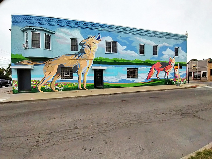 The howling wolf mural might be the first clue that Big Eyed Fish isn't your average corner restaurant. Fort Wayne's blue beacon of comfort food.