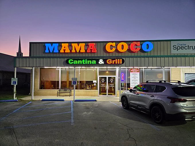 Mama Coco's rainbow-colored sign is like a beacon of culinary hope on Calera's horizon. Those vibrant letters practically promise flavor fireworks inside.