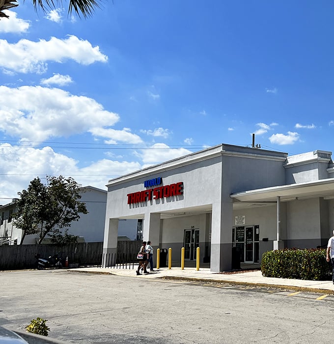 The unassuming exterior of World Thrift belies the wonderland within. Like a TARDIS of treasures, it's bigger on the inside than physics should allow.