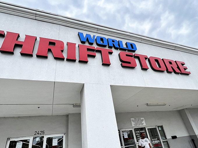 The unassuming exterior of World Thrift belies the wonderland within. Like a TARDIS of treasures, it's bigger on the inside than physics should allow.