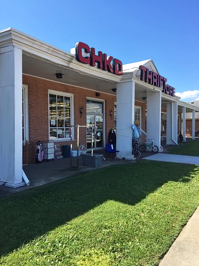 The brick facade of CHKD Thrift Store welcomes bargain hunters with a colorful array of treasures spilling onto the sidewalk&mdash;a preview of collectibles awaiting inside.