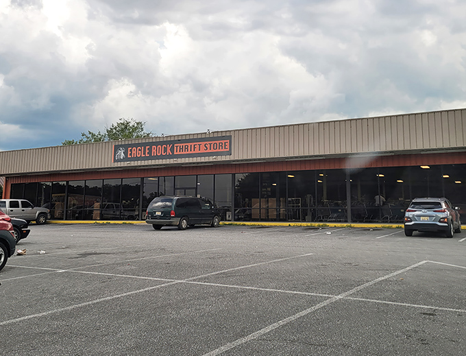 The bold eagle logo and striking signage welcome treasure hunters to this unassuming Attalla landmark. Behind these doors, bargain paradise awaits.