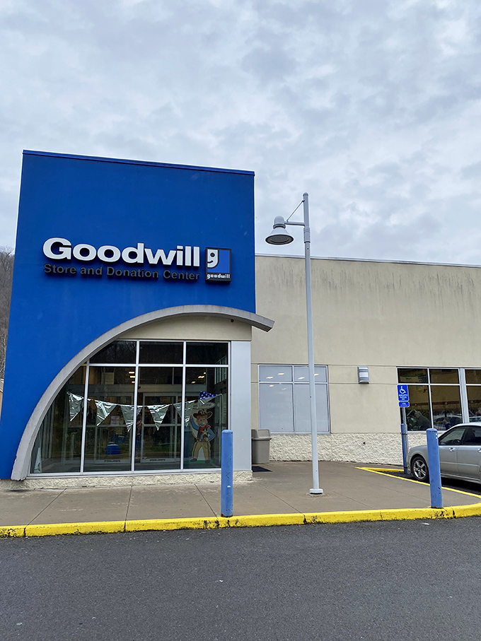 The iconic blue facade of Goodwill in Morgantown stands like a beacon for treasure hunters. Second-hand shopping never looked so inviting!