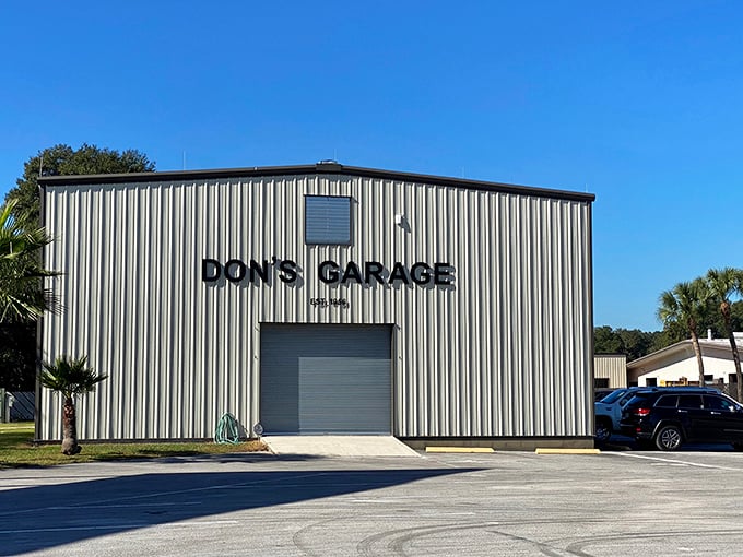 The unassuming exterior of Don's Garage belies the mechanical marvels within. Like finding a Michelin-starred restaurant in a strip mall.