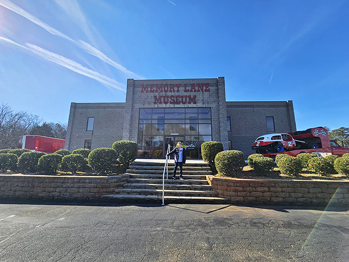 The unassuming exterior of Memory Lane Museum holds treasures that would make any car enthusiast's heart race like a souped-up V8.
