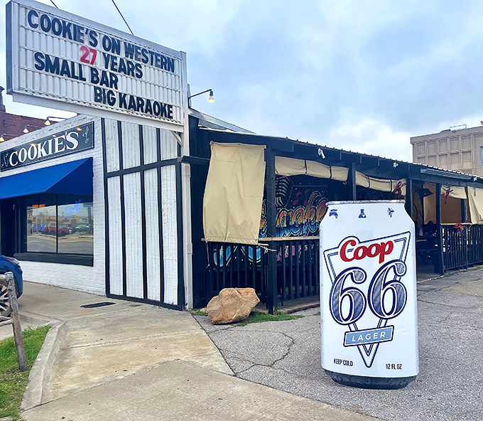 "Small bar, big personality" isn't just a slogan at Cookie's on Western&mdash;it's truth in advertising with that giant Coop 66 beer can standing sentinel.