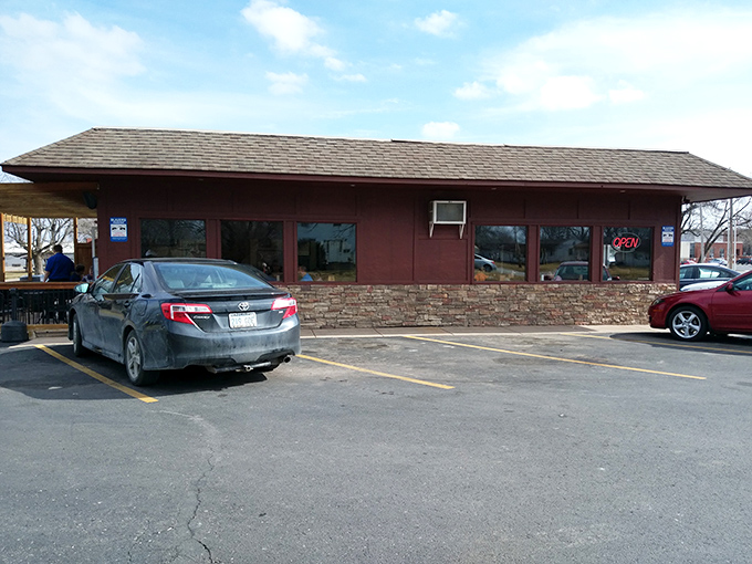 The unassuming exterior of Blazers Restaurant stands like a culinary sentinel in Gardner, promising delicious treasures within for those wise enough to stop.