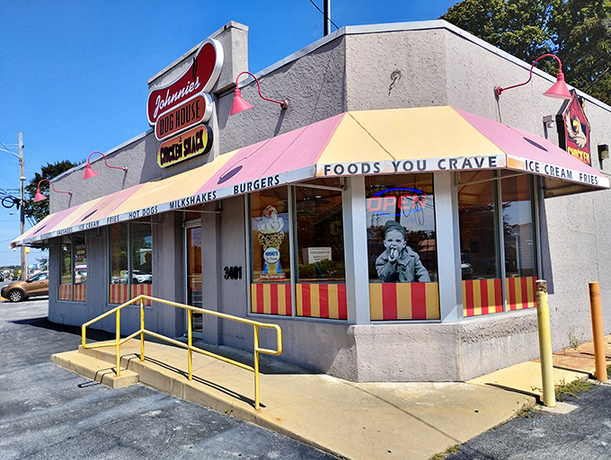 The candy-striped awning of Johnnie's beckons like a culinary lighthouse on Concord Pike, promising comfort food treasures within.