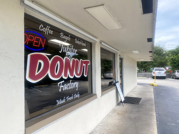 The unassuming exterior of Jupiter Donuts belies the sugary magic happening inside. Like all great food destinations, it's not about the facade.