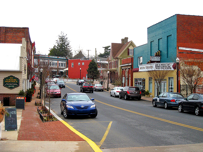 Union Street's historic charm unfolds like a storybook, where brick buildings and leafy trees create the perfect small-town tableau.