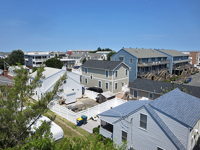 Dewey's colorful beach cottages create a patchwork quilt of coastal living, where every home tells a story of summer memories and salty breezes.