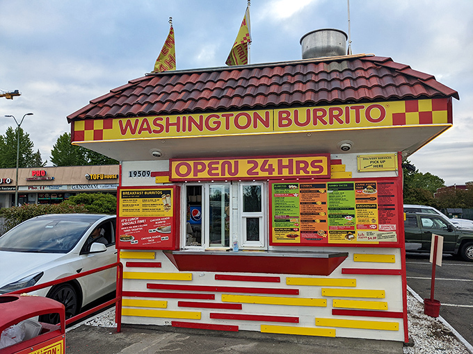 The unassuming exterior of Washington Burrito proves once again that culinary treasures often hide in the most modest packaging.