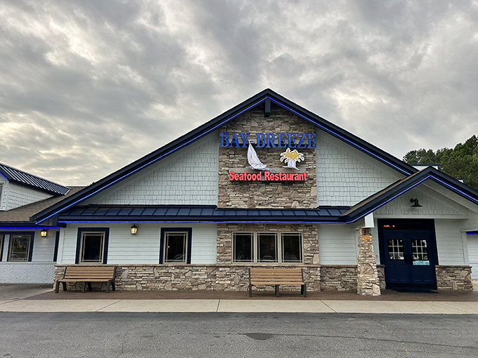 Bay Breeze's blue-lit exterior isn't trying to be South Beach fancy&mdash;it's the culinary equivalent of "come as you are, leave completely stuffed."