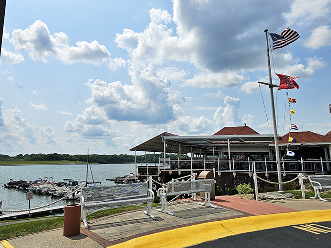 Rick's Caf&eacute; Boatyard's exterior offers that rare Indiana miracle&mdash;waterfront dining that makes you forget you're hundreds of miles from any ocean. 