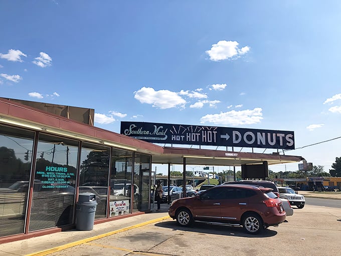 The shrine to fried dough delights stands proudly on Hearne Avenue, beckoning hungry pilgrims with promises of sugary salvation. 