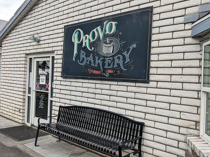 The unassuming white brick exterior of Provo Bakery hides a universe of donut perfection within. Culinary treasures often come in modest packages.
