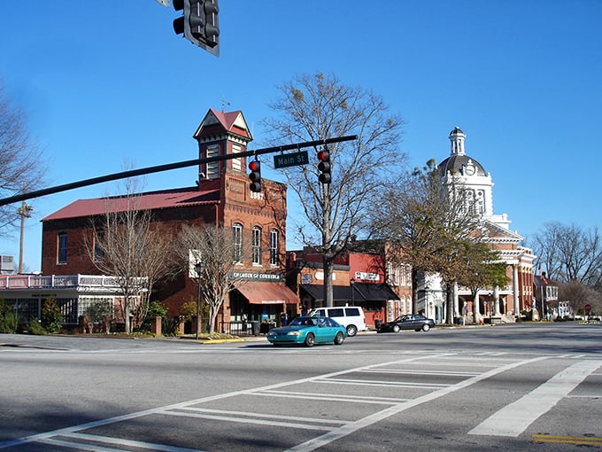 Madison's historic downtown looks like it was plucked from a movie set, with its vibrant red brick buildings standing proudly against Georgia's blue skies.