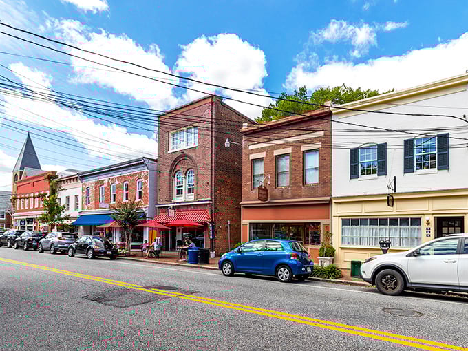 Historic charm meets small-town hospitality on Chestertown's main street, where brick buildings have witnessed centuries of American history while maintaining their timeless appeal.