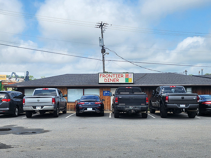 The unassuming exterior of Frontier Diner proves once again that the best breakfast joints don't need fancy facades&mdash;just a full parking lot of loyal customers.