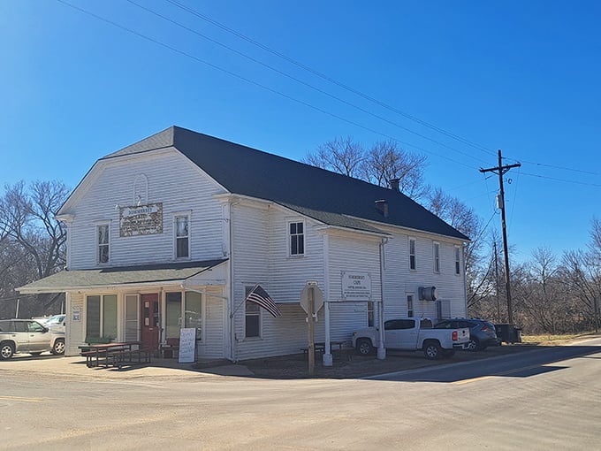 The white clapboard building stands like a time capsule, promising comfort food treasures within its unassuming walls.