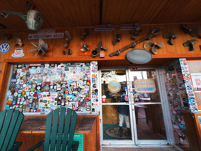 The iconic red sign beckons like a lighthouse for hungry travelers. This unassuming storefront on Nevada Way houses breakfast magic worth the detour.