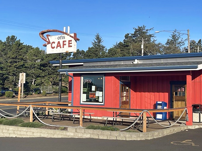 The iconic red and white Otis Cafe sign has been beckoning hungry travelers for generations &ndash; a coastal Oregon landmark worth the detour.