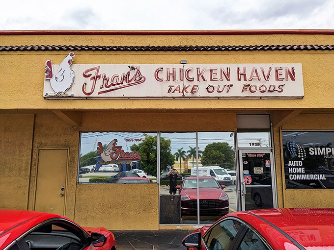The unassuming yellow exterior of Fran's Chicken Haven proves once again that culinary treasures often hide in plain sight.