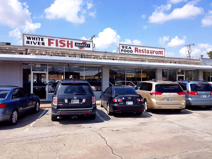 The unassuming exterior of White River Fish Market belies the seafood treasures within &ndash; proof that in Oklahoma, you shouldn't judge a fish by its cover.