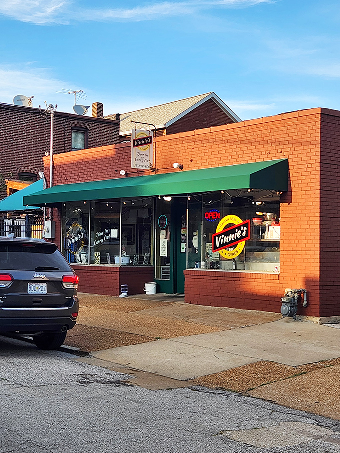 The unassuming brick exterior of Vinnie's promises no frills, just thrills for your taste buds. Sometimes the best food hides behind the simplest facades.