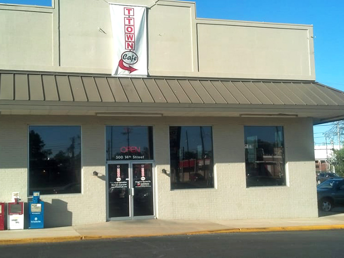 The unassuming exterior of T-Town Cafe proves once again that culinary treasures often hide behind modest facades. "Local Chefs. Local Food." says it all.