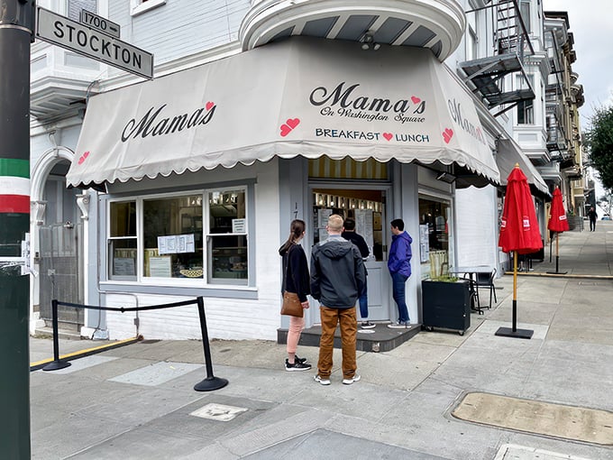 The unassuming storefront that launched a thousand breakfast dreams. Those yellow-striped curtains are like a beacon to hungry San Franciscans.