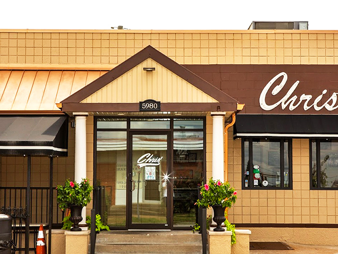 The unassuming exterior of Chris' Pancake & Dining hides a breakfast paradise within. Sometimes the best treasures come in modest packages.