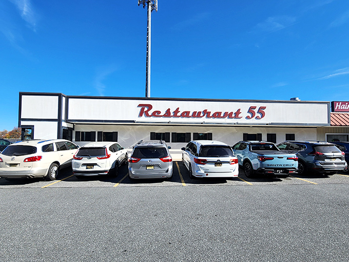 The unassuming storefront of Restaurant 55 in Dover hides culinary treasures within. Like finding a diamond in a strip mall setting.