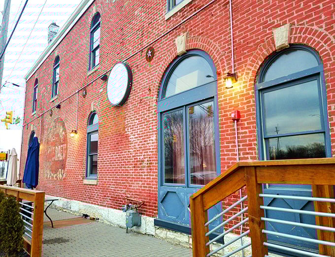 The historic red brick exterior of Geraldine's stands like a time capsule on an Indianapolis corner, promising old-world charm within its walls.