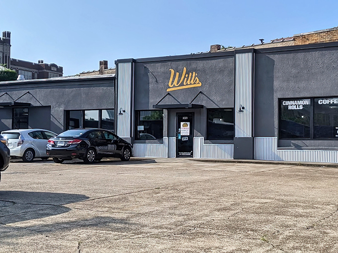 Will's Cinnamon Shop's unassuming gray exterior with bright yellow signage is like Clark Kent &ndash; ordinary on the outside, superhero-level deliciousness within.