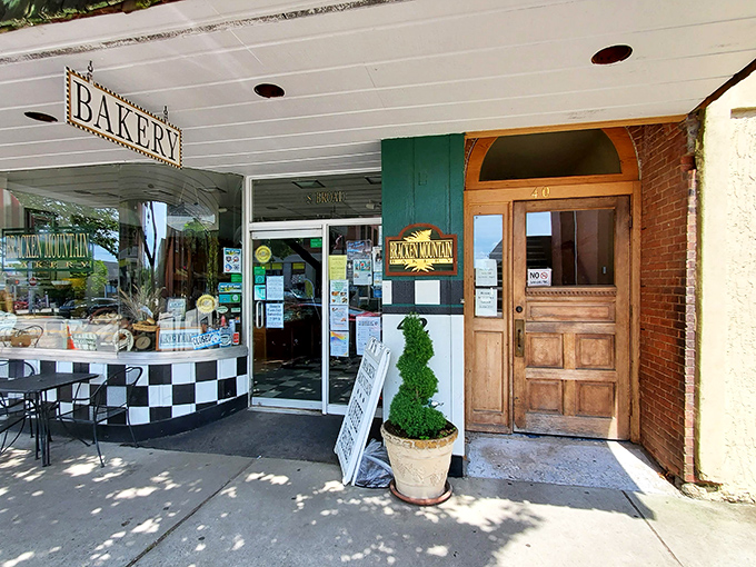The cheerful yellow chairs outside Bracken Mountain Bakery invite passersby to sit and savor life's simple pleasures one pastry at a time. 