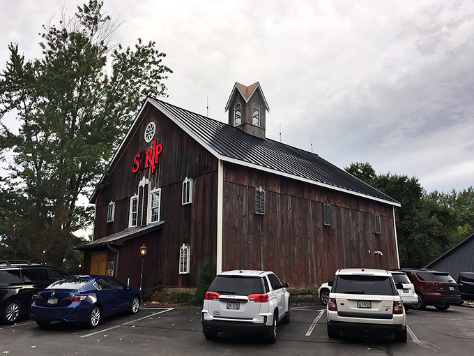 This isn't your grandpa's barn anymore! The rustic exterior of Strip Steakhouse in Avon houses culinary treasures behind those weathered wooden doors.