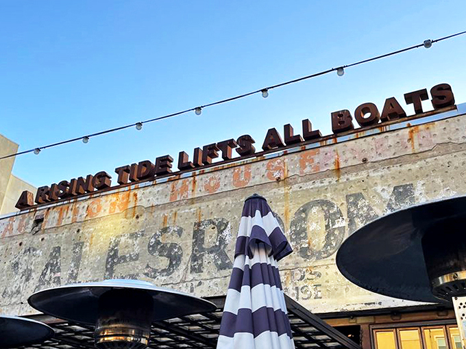 The weathered facade of Ironside proudly declares "A Rising Tide Lifts All Boats" &ndash; a philosophy that extends deliciously to their seafood offerings.