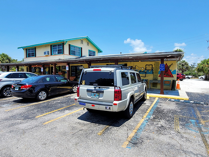 The blue exterior of Monstah Lobstah might not scream "culinary revelation," but that red sign promises a taste of New England that delivers every time.