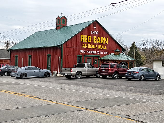 The iconic crimson exterior beckons like a siren song to treasure hunters. This isn't just a barn&mdash;it's a time portal disguised as architecture.