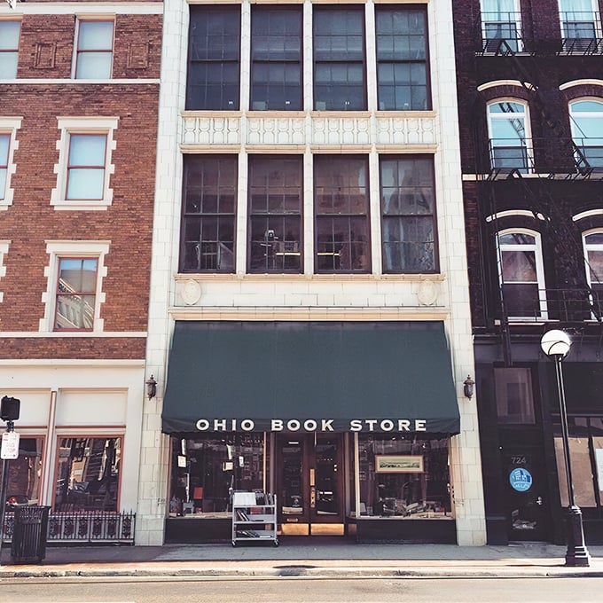 The iconic green awning of Ohio Book Store has been beckoning bibliophiles to this Cincinnati literary sanctuary since 1940. Literary paradise awaits!