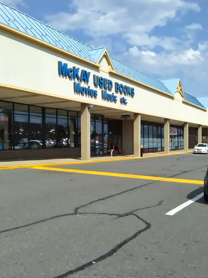 The literary mothership has landed in Manassas! McKay's blue signage promises adventures in books, movies, and music waiting just beyond those doors.