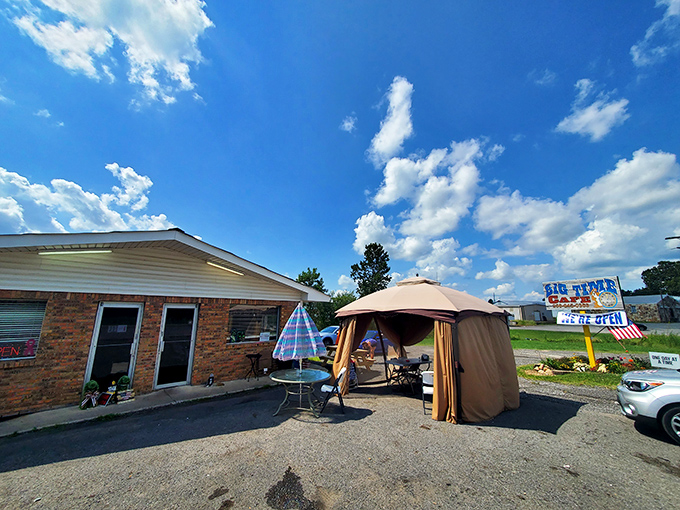 The unassuming brick exterior of Big Time Cafe might not scream "food destination," but locals know this modest building houses burger greatness.